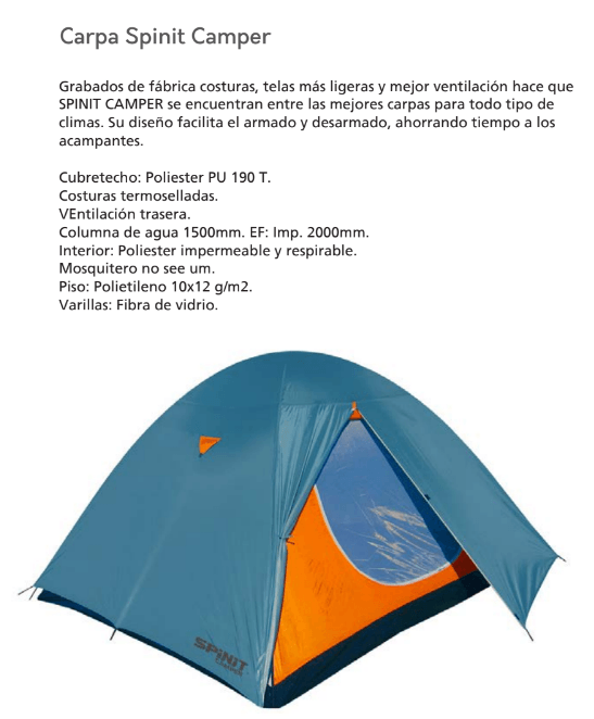 Carpa Camper 4 Personas Spinit